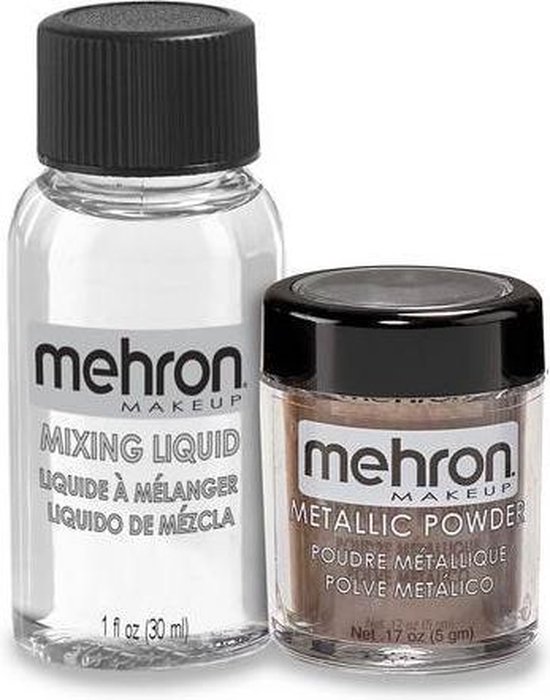 Mehron - Schmink Metallic Poeder + Mixing Liquid - Bronze | bol