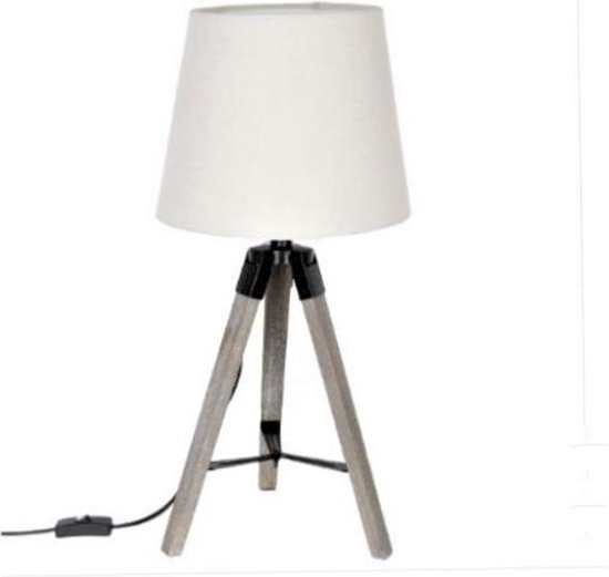 Houten staanlamp RUNO Beige D28 - H58CM | bol.com