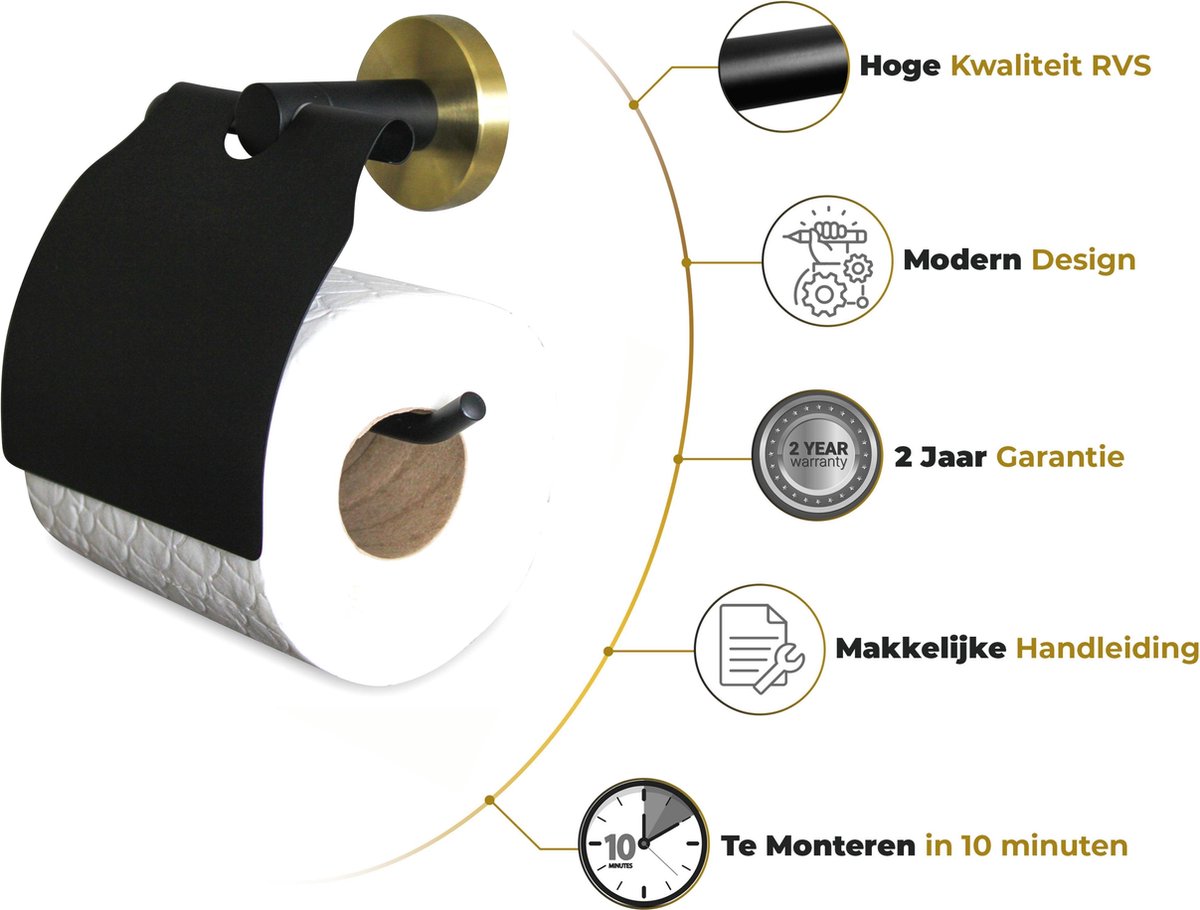 Wc Rolhouder Zwart – Toiletrolhouder Zwart - Toilet Accessoires Zwart ...