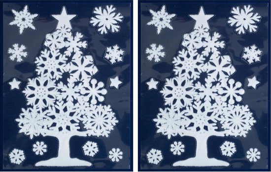3x Kerst raamversiering raamstickers witte kerstboom 29,5 x 40 cm -... | bol