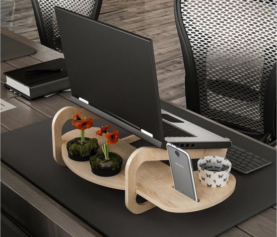 Houseella Mona Laptop Standaard- Hout-Laptop Verhoger - Laptophouder ...