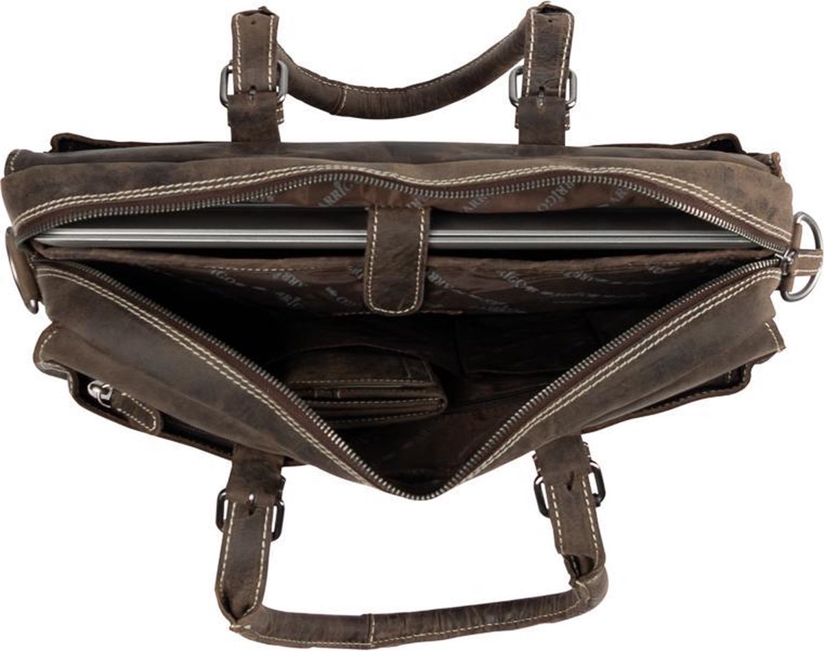 Werktas Van Donkerbruin Leer Met Een Laptopvak 15,6 Inches – Leren ...