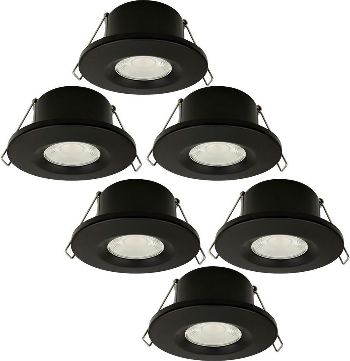 HOFTRONIC Venezia - Set van 6 LED inbouwspots zwart - IP65 waterdicht ...