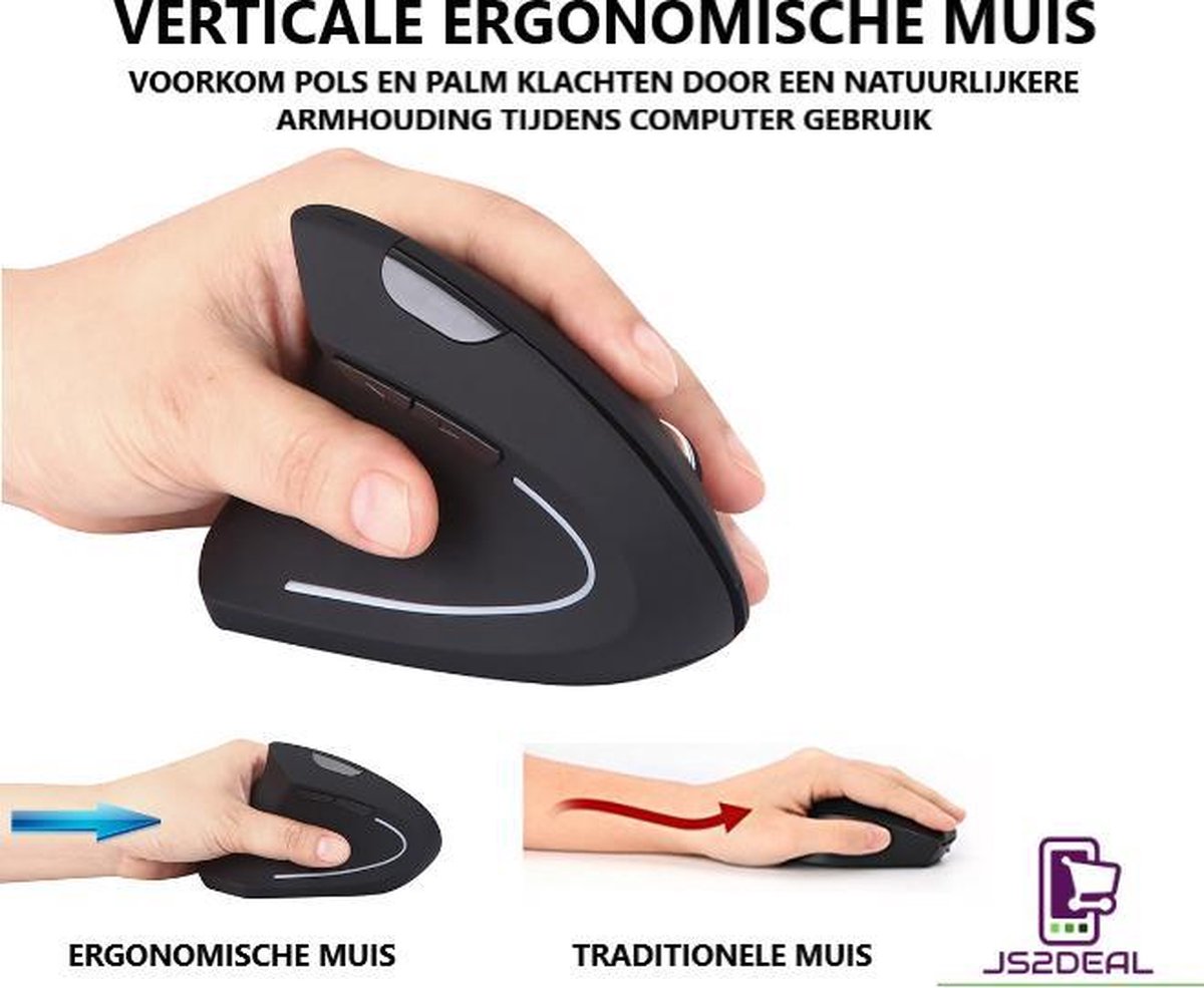 Verticale muis - Linkshandig - Ergonomisch design - Aanpasbare ...