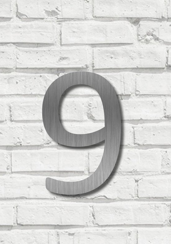 HUISNUMMER 9 RVS MODERN 15CM - Zonder te Boren | bol.com
