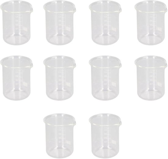 10 PCS Scientific Glass Cups 50 Ml Clear Measuring with Graduate Liquid ...