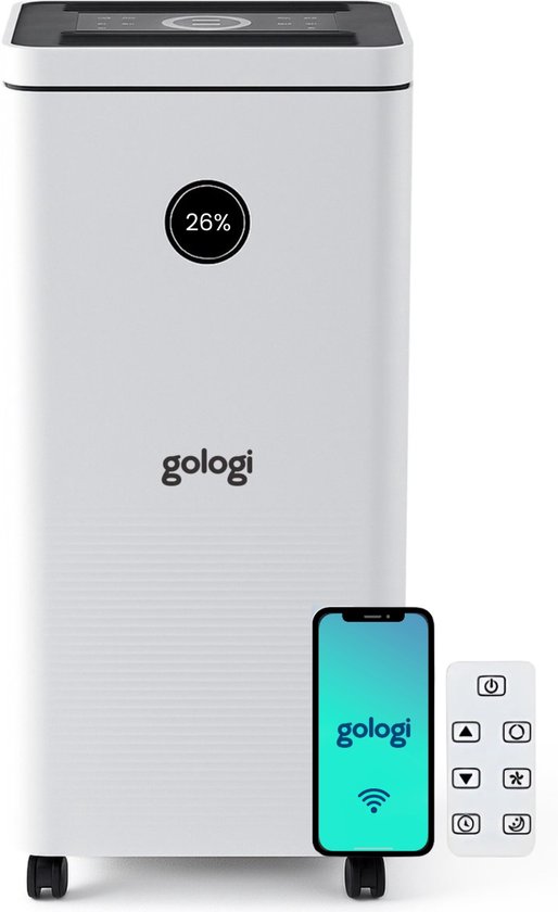 Gologi Luchtontvochtiger met App - Ontvochtigt Tot 12L Per Dag - Was ...