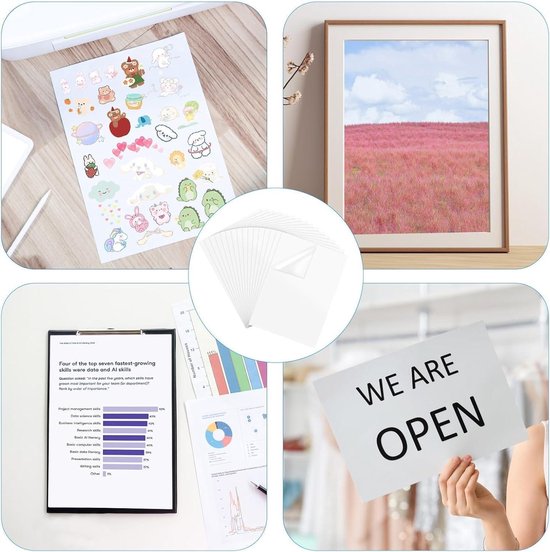 Premium Zelfklevend Papier A4 Transparant voor Printers - Vinyl ...