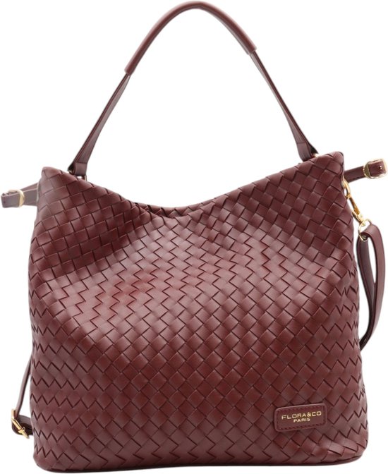 Trendy gevlochten handtas - Flora & Co - bordeaux | bol