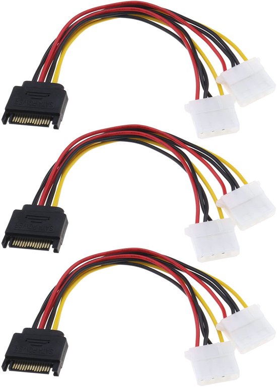3 STKS SATA 15 Pin naar Dual 4 Pin IDE Harde Schijf Stroomkabel 15 Pin ...