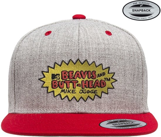Beavis and Butt-Head Premium Snapback Cap Heather-Grey-Red | bol