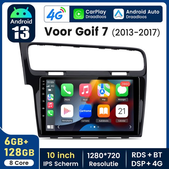 JUNSUN 10 inch Draadloze Carplay Android Auto Radio voor Volkswagen ...