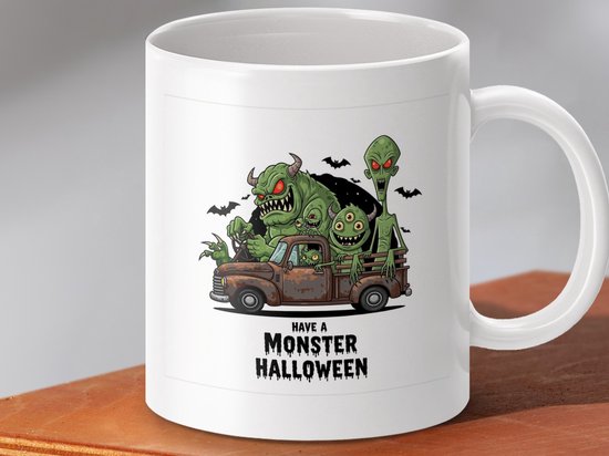 Mok Monster Halloween Mug, Cartoon Monsters, Truck Art, Halloween Decor ...