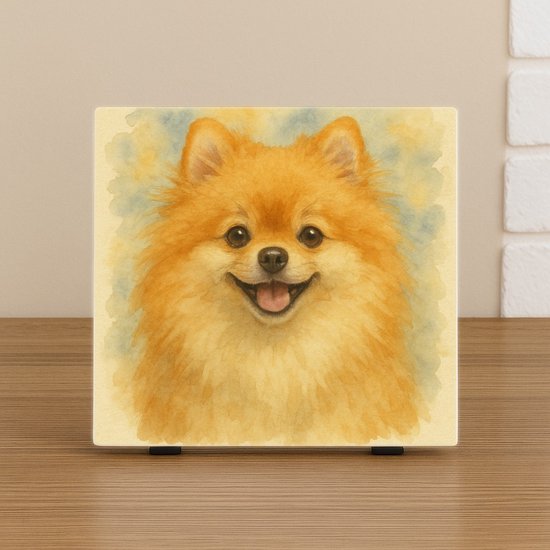Spreuk Tegel 10,5x10,5cm – Pomeriaan Hond – Aquarel Portret & Cadeau ...