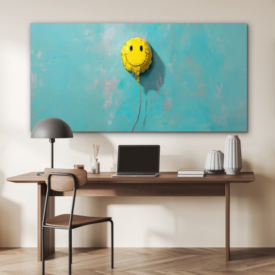 Aluminium schilderij 160x80 cm - Wanddecoratie metaal - Ballon - Geel ...