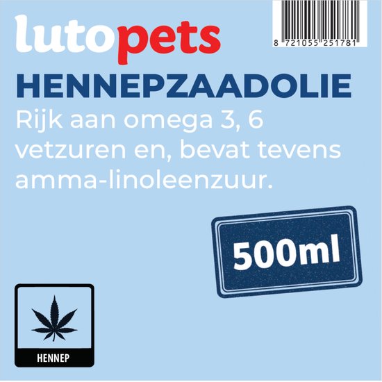 Hennepzaadolie 500 ml - Koudgeperst - Rijk aan Omega 3, 6 & Gamma ...