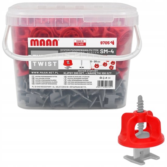 SM-4 EXPERT TWIST Tegel Levelling Systeem: 200 Clips & 100 Doppen | bol