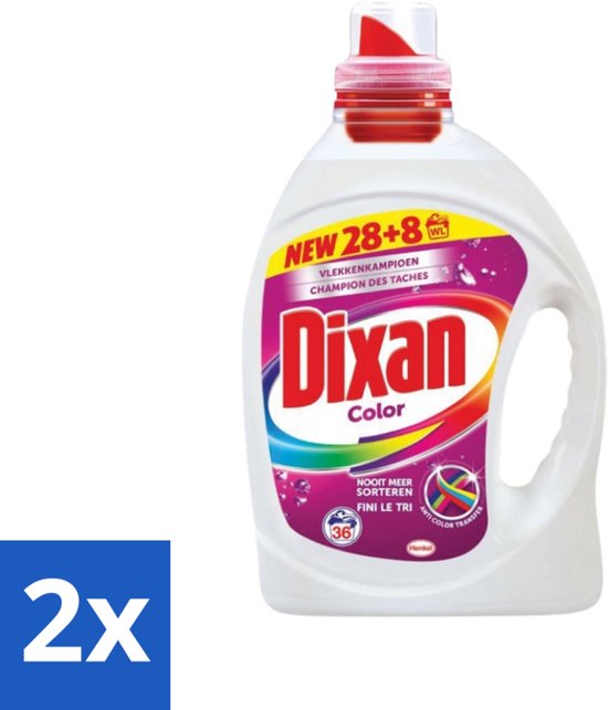 2 x Dixan Color - Vloeibaar Wasmiddel en Vlekverwijderaar - Anti Color ...