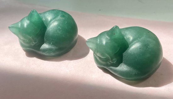 Slapend Katje van Groene Aventurijn – Edelsteen Beeldje - 1 STUKS | bol