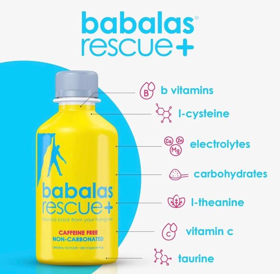 Babalas Rescue+ - Hangover Recovery - 200ml - Bottle - Non carbonated ...