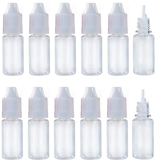 10 ml dropper bottles, refillable in transparent plastic for liquids ...