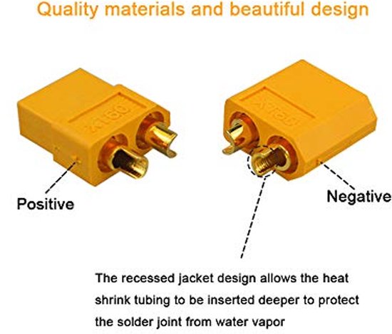 10 Pairs Premium XT-60 Male & Female Battery Sockets, High Current Gold ...