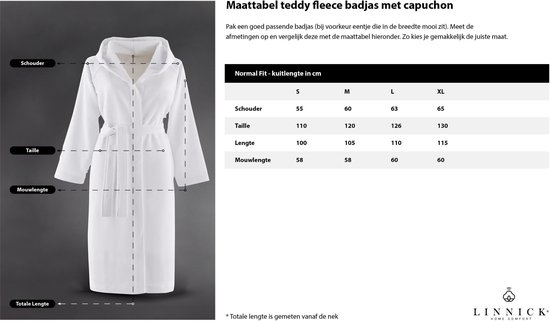 LINNICK Teddy Fleece Badjas met Capuchon inclusief Teddy Tas - Dark ...