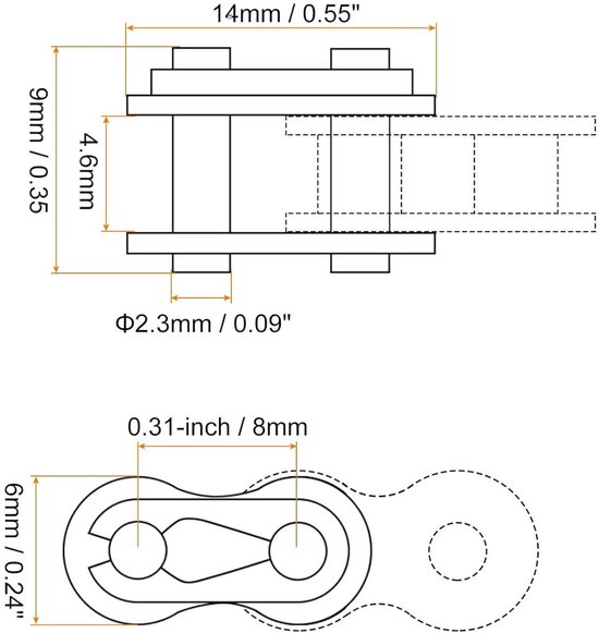 4 Stuks Ketting Verbindingsrol 8 mm Afstand Roestvrij Staal - Standaard ...