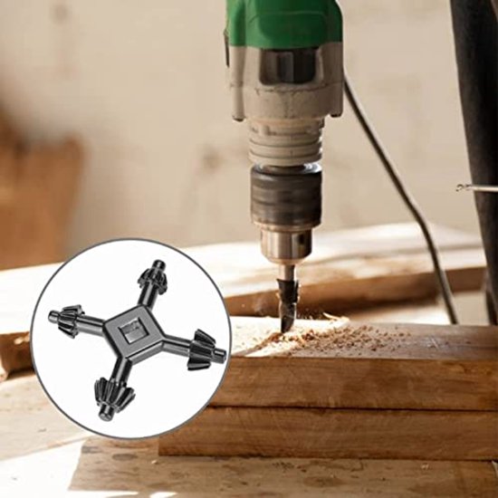 4-in-1 Multifunction Steel Drilling Chuck Key Fit Hand Drill Tool 4-way ...