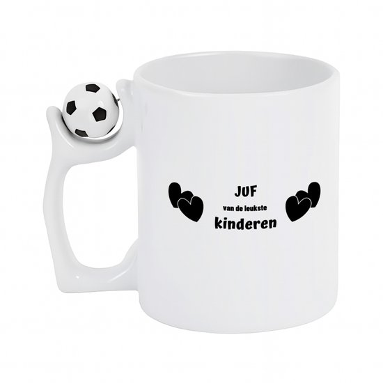 Hacebo® - juf van de leukste kinderen koffiebeker met voetbal wit - Juf ...