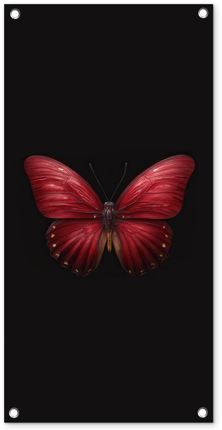 Tuinposter 40x80 cm - Tuindecoratie Vlinder - Rood - Minimalistisch ...