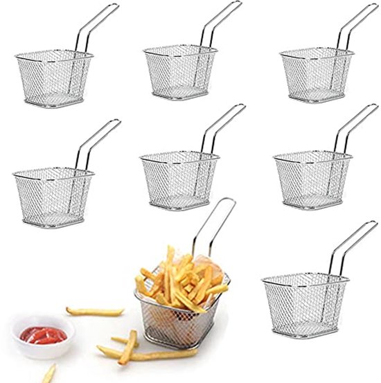 Mini vierkante bakstenen frituur manden - Set van 8 - Ideaal voor ...