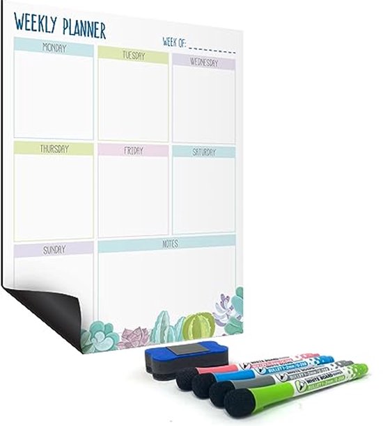Magnetisch A3 Weekly Planner Whiteboard – Familiekalender en ...
