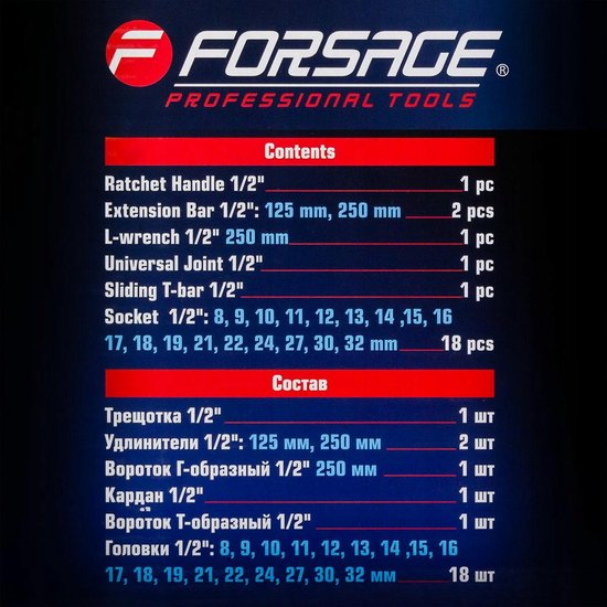 24-delige Doppenset met Ratel 1/2" - Chrome Vanadium | bol