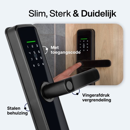 Finex Smart Lock - Slimme Deurslot met vingerafdruk - Deurklink ...