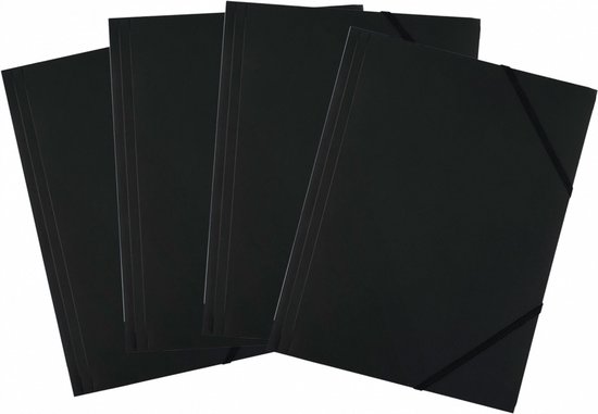 D.Rect Plastic Map met Elastiek A4 40mm Zwart - 4 Stuks | bol