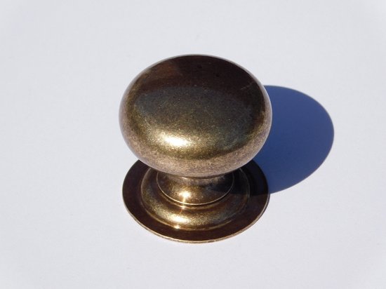 Knop met Vaste Rozet - 38 mm - Antiek Messing - Massief | bol