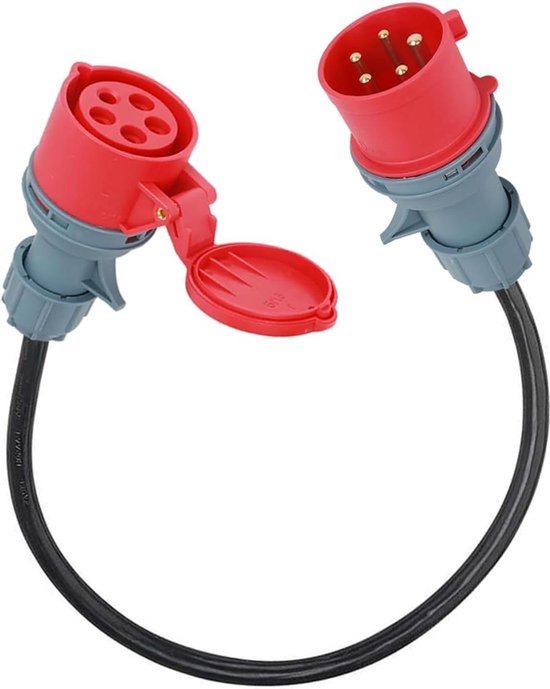 Verloopstekker 32A (male) naar 16A (female) rode CEE 5 x 25 mm² - IP44 ...