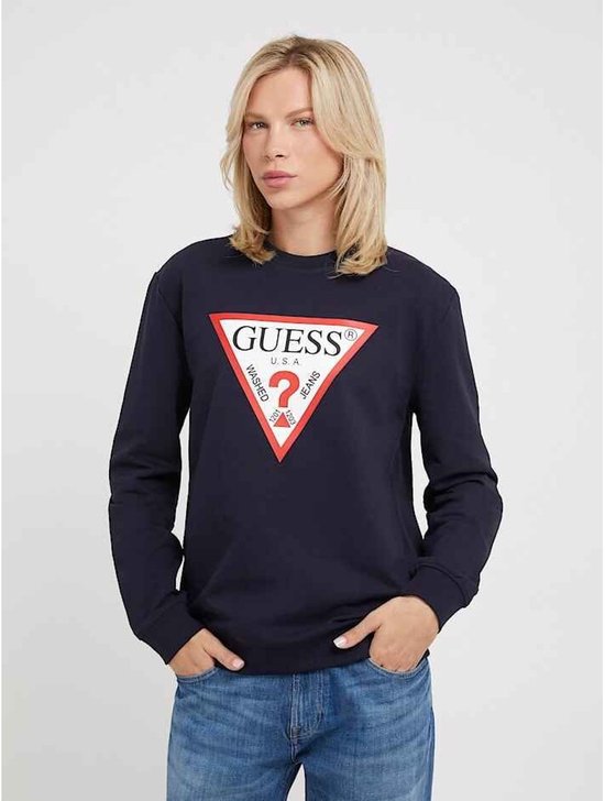 Guess Driehoekig sweatshirt met marine logo | bol