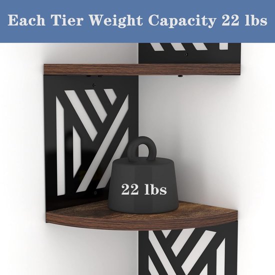 Houten hoekplank met 5 niveaus, geometrische zwevende hoekplanken voor ...