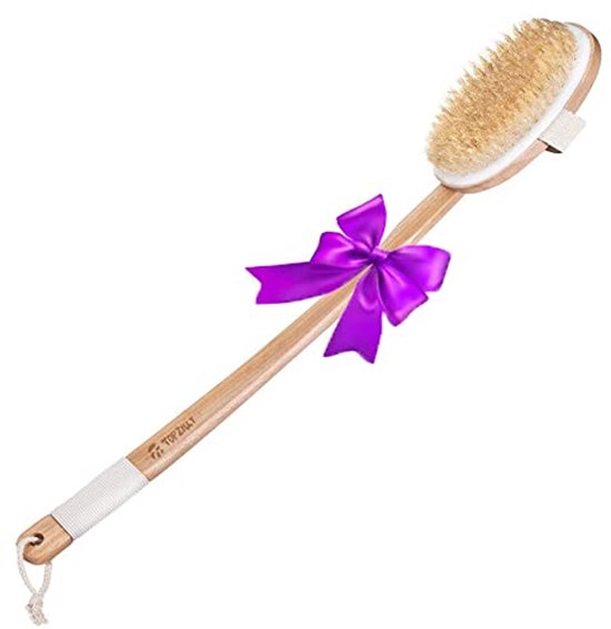 Body Back Scrubber Extra Lange Doucheborstel met Houten Handvat 51cm ...