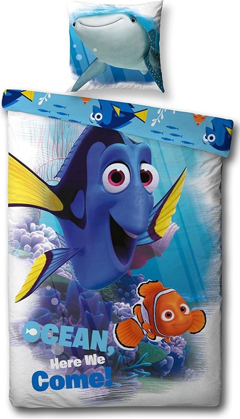 Eenpersoons kinder dekbedovertrek met haaien en vissen Finding Dory ...