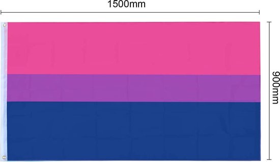 Biseksuele Vlag - 90x150cm - 100% Polyester - UV en weerbestendig - met versterkte... | bol.com