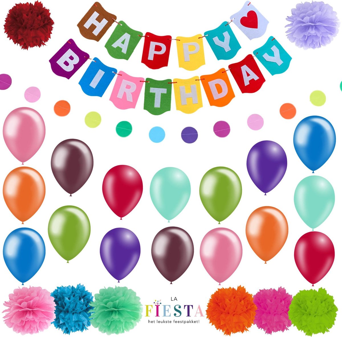 Gekleurd Feestversiering Set - Rainbow - Mix Ballonnen Set - Verjaardag ...