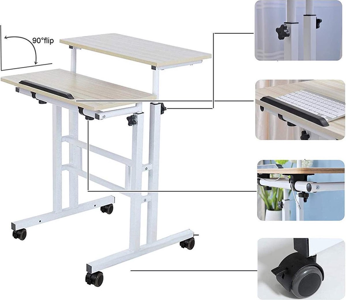 HN® Table d'ordinateur portable assis-debout Wit | Table d'ordinateur ...