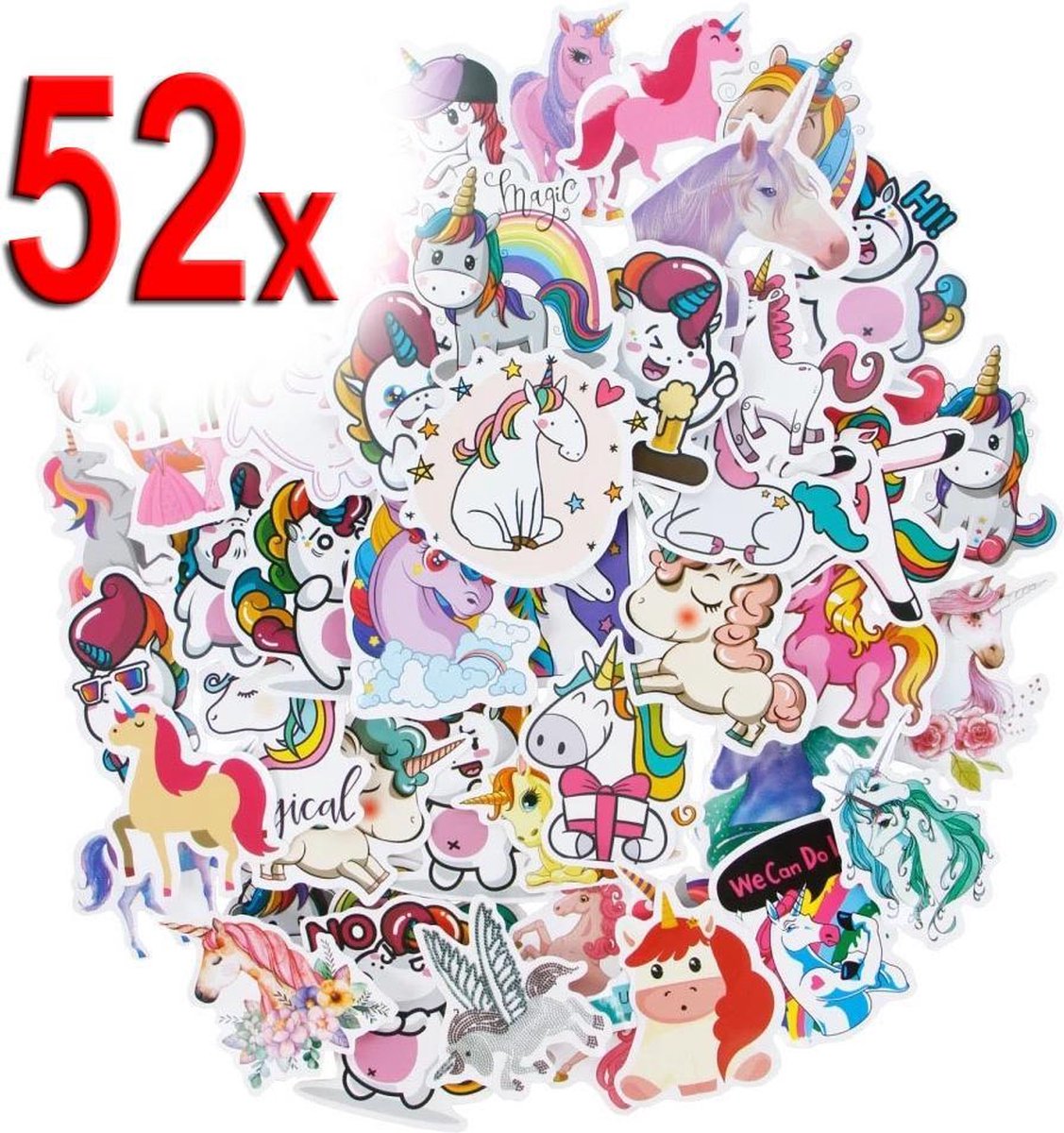 50 stuks Unicorn Vinyl Stickers - Eenhoorn - Voor op de fiets, beker ...