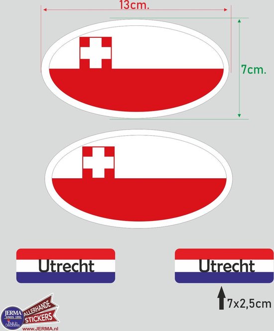 Provincie Utrecht vlaggen auto sticker set. | bol