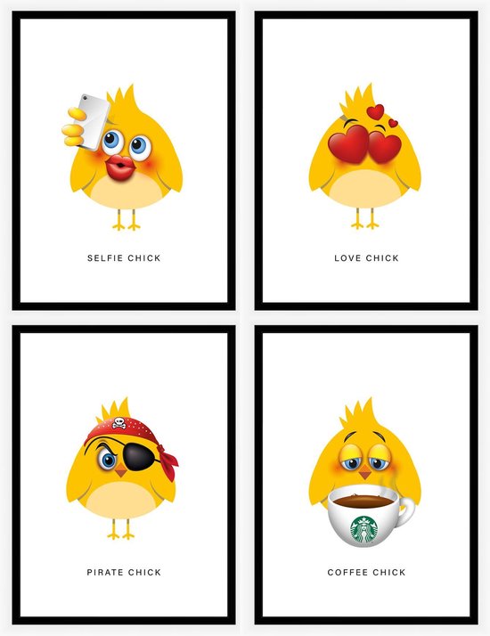 Emoticon Chicks posters - Selfie chick poster - love chick poster ...