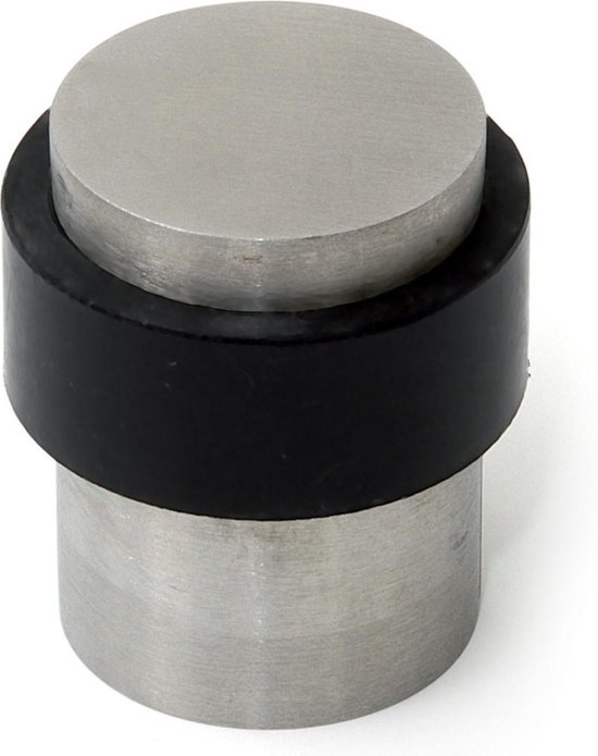 1x stuks deurstopper / deurstoppers met zwarte buffer - RVS - 4 x 3 cm ...