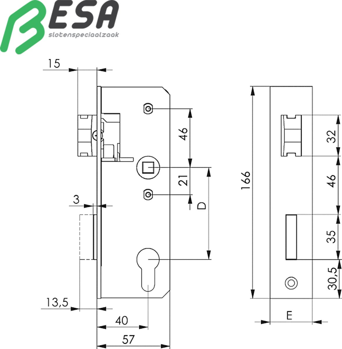 AMF 10645 poortslot 143U-40ZW met VoorPlaat: 33mm | bol